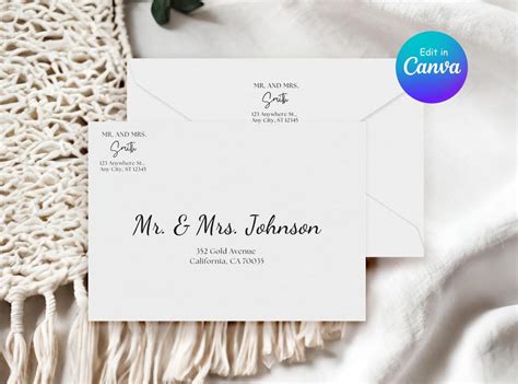 Elegant Wedding Address Label Template Diy Printable Instant Download