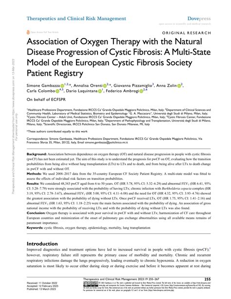 Pdf Association Of Oxygen Therapy With The Natural Disease