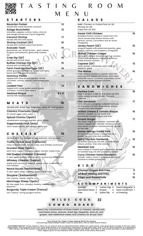 Menus Willow Creek Winery And Farm