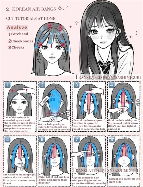 小红书 Id 45949276 Cut Tutorials At Home Korean Air Bangs Version Translated By Me Do Not