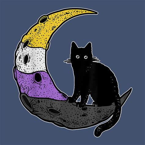 Nonbinary Moon Space Cat Lgbt Pride With Nb Non Binary Flag T Shirt Dyed Cap By Erinlorrai