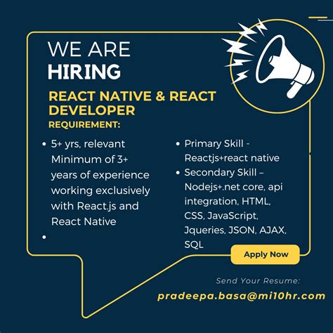 Pradeepa Basa On Linkedin Job Opportunity For React Native And React