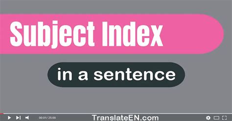 Use Subject Index In A Sentence