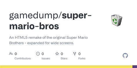 Github Gamedump Super Mario Bros An Html5 Remake Of The Original Super Mario Brothers