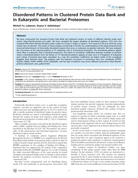 Pdf Disordered Patterns In Clustered Protein Data Bank And In