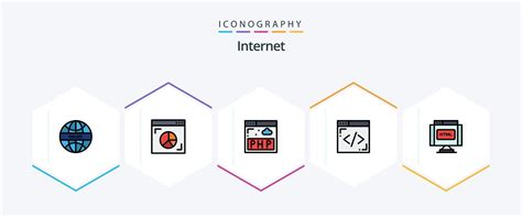 Internet 25 Filledline Icon Pack Including Internet Find Data Code Internet 18254207 Vector