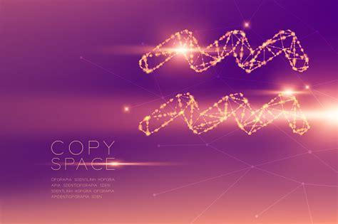 물병자리 조디악 로그인 와이어 프레임 다각형 미래 Bokeh 빛 프레임 구조와 렌즈 플레어 포춘 텔러 컨셉 디자인 그림 보라색