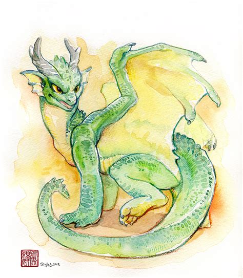 207825 Safe Artistseylyn Dragon Fictional Species Western Dragon Feral 2d Ambiguous