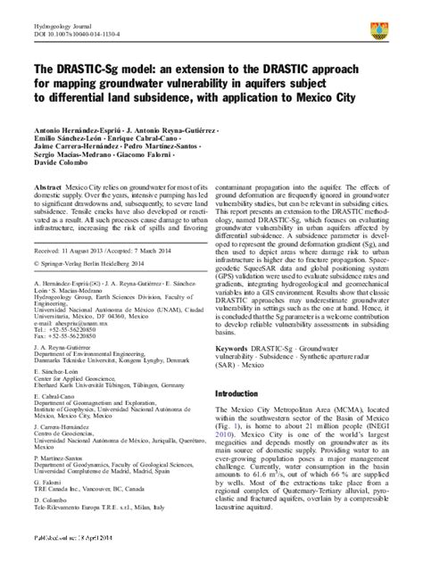 Pdf The Drastic Sg Model An Extension To The Drastic Approach For Mapping Groundwater