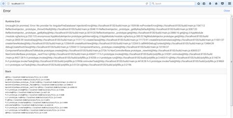 Runtime Error Uncaught In Promise Error No Provider For Angularfiredatabase Injectionerror