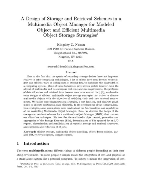 Pdf A Design Of Storage And Retrieval Schemes In A Multimedia Object Manager For Modeled