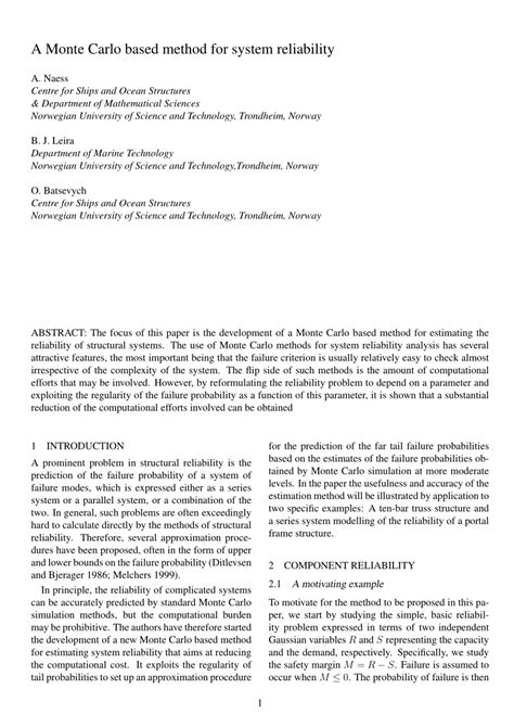 pdf estimation of system reliability by monte carlo simulation