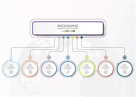 7단계 프로세스 또는 옵션 프로세스 차트 프로세스 다이어그램 프레젠테이션 워크플로 레이아웃 순서도 인포그래프에 사용되는 인포그래픽 템플릿 벡터 Eps10