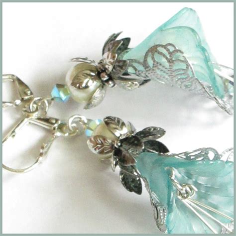 Aqua Mist Pale Blue Flower Earrings Lucite Flower Earrings Etsy