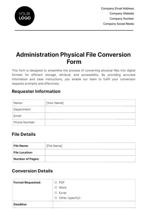 Free Administration Physical File Conversion Form Template To Edit Online