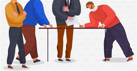 테이블 근처에 많은 남자들이 있었고 수염 난 남자가 몸을 기울여 계약서 계약서에 서명했습니다 성공적인 비즈니스 회의 협상