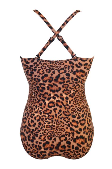 Santa Monica Strapless Control Swimsuit In Leopard Pour Moi Clothing