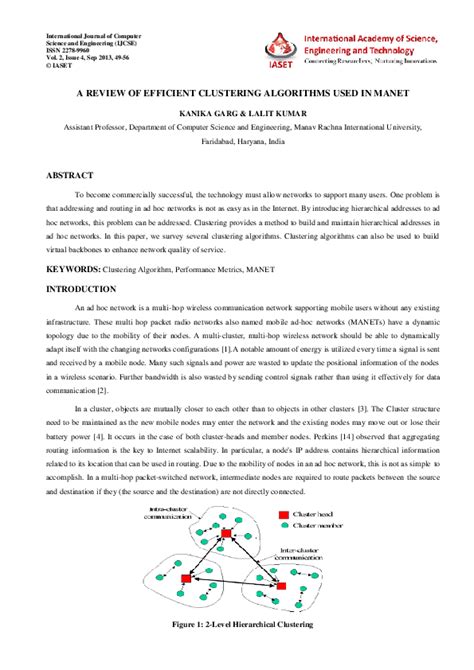 pdf efficient clustering in manets