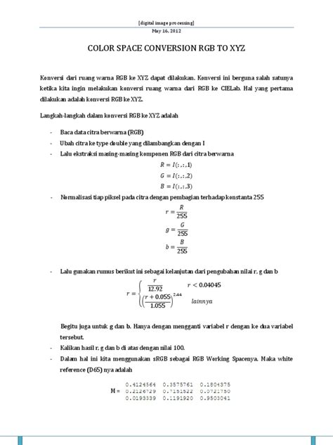 PDF Color Space Conversion RGB To XYZ DOKUMEN TIPS
