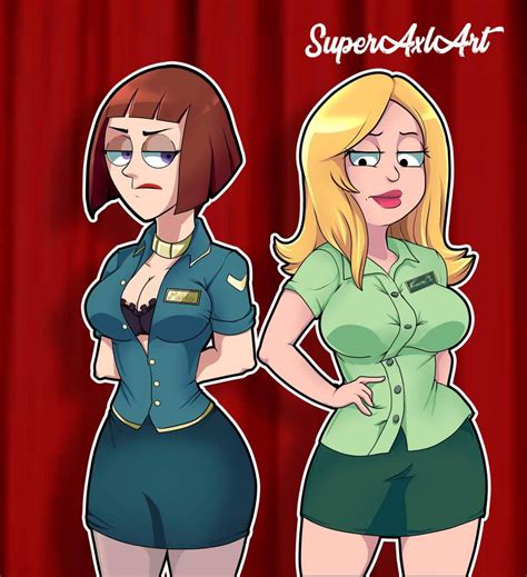 Rule 34 2girls American Dad Arms Behind Back Artist Name Black Bra