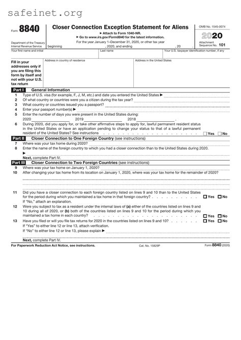 Blank Irs 8840 Form ≡ Safeinet