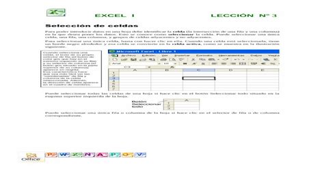 Excel I LecciÓn N° 3 · Excel I LecciÓn N° 3 Para Seleccionar Un Rango De Celdas Arrastre El