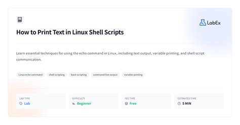 how to print text in linux shell scripts labex
