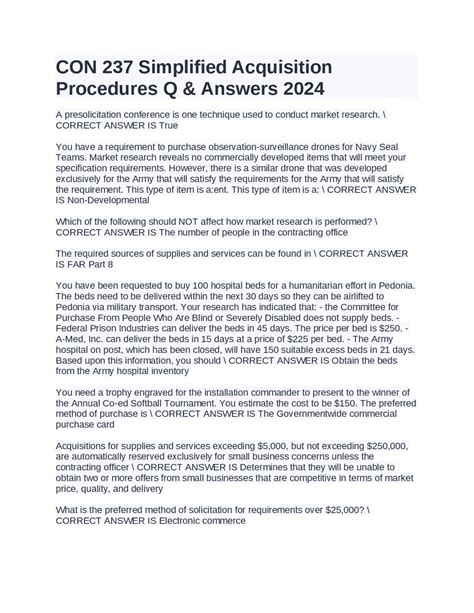Con 237 Simplified Acquisition Procedures Q And Answers 2024 Exams