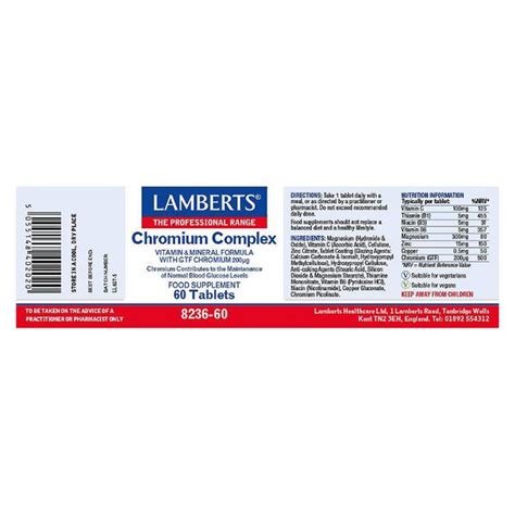 Organic Chromium Complex In 60tabs From Lamberts