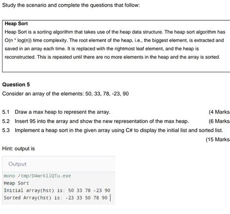 Solved 51 Draw A Max Heap To Represent The Array 4