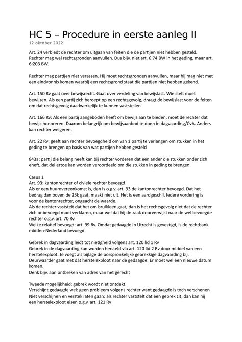 Hc 5 Hoorcollege 5 Burgerlijk Procesrecht 2022 B3 Hc 5 Procedure