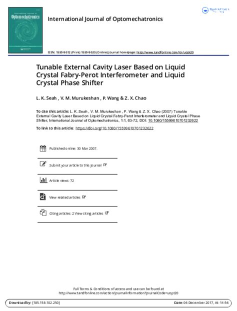Pdf Tunable External Cavity Laser Based On Liquid Crystal Fabry Perot