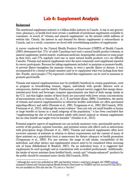Lab 4 Lab Manual Pdf Dietary Supplements Vitamin