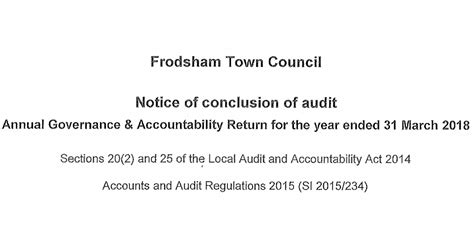 Notice Of Conclusion Of External Audit Frodsham Town Council