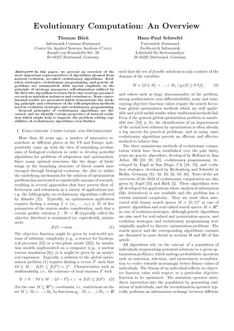 pdf evolutionary computation an overview