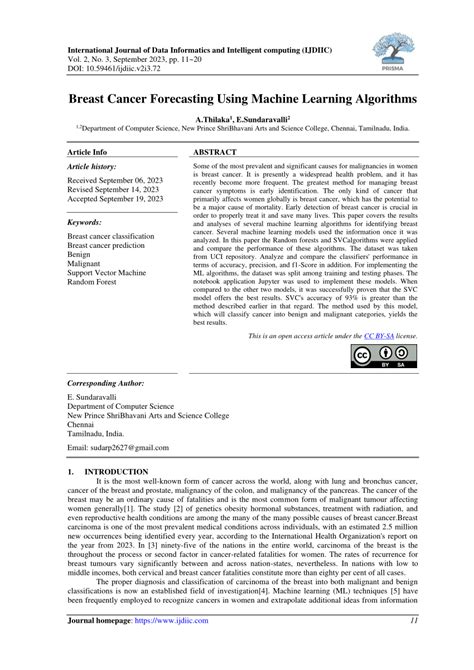 Pdf Breast Cancer Forecasting Using Machine Learning Algorithms