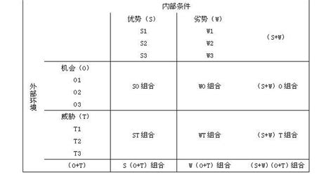 Swot分析矩阵示意图
