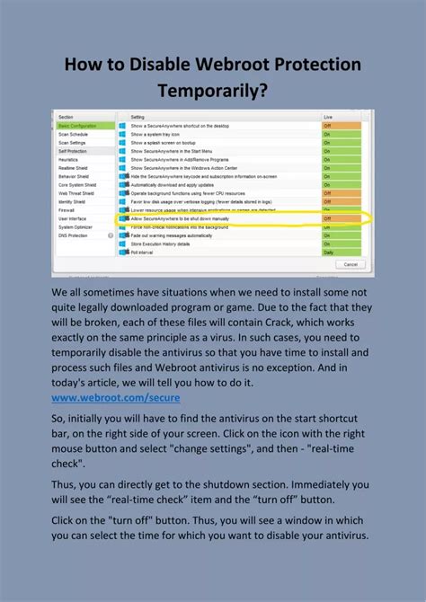 Ppt How To Disable Webroot Protection Temporarily Powerpoint Presentation Id11844179