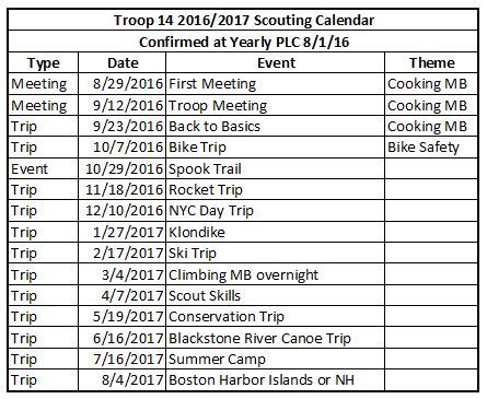 2016 2017 Troop Calendar Bellingham Scouts Of America Troop 14