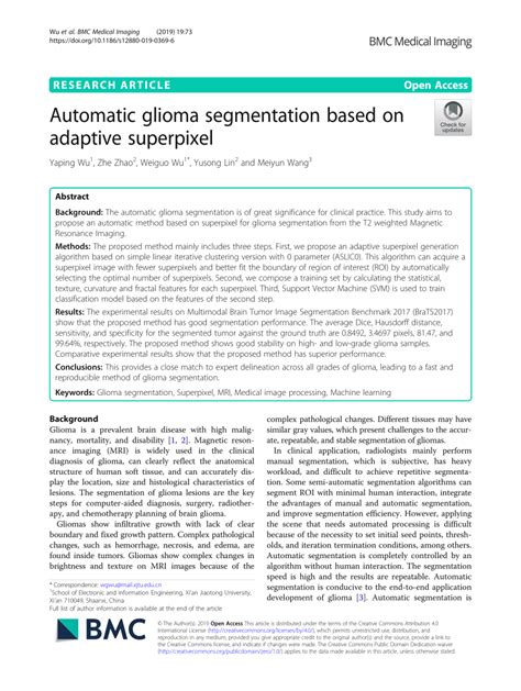Pdf Automatic Glioma Segmentation Based On Adaptive Superpixel