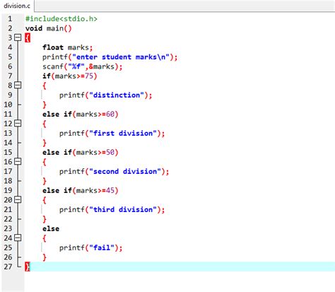 Calculating Division Of Students C Programming Bcis Question Bank