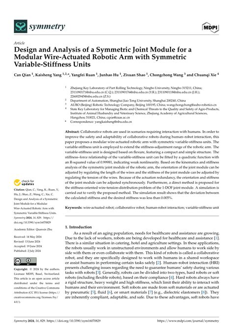 Pdf Design And Analysis Of A Symmetric Joint Module For A Modular