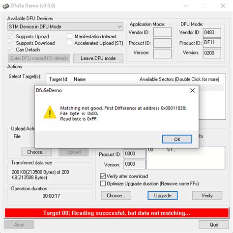 dfuse verification fails stmicroelectronics community