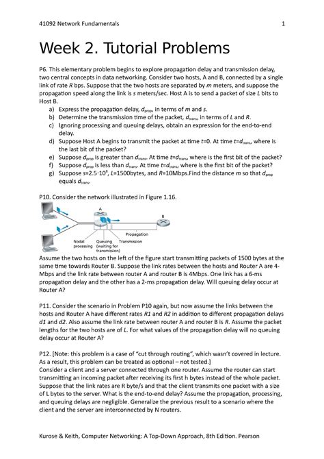 Week2 Tutorial Problem 41092 Network Fundamentals Week 2 Tutorial