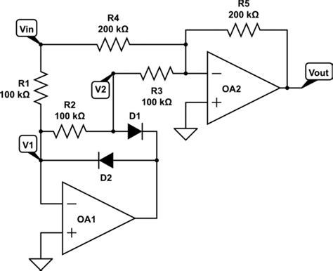 Led How Does This Precision Full Wave Rectifier Work Electrical Engineering Stack Exchange