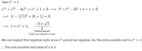 Find Number Of Real Roots Of Equation E4x E3x Andndash 4e2x Ex 1 0 Is A1b2c3d