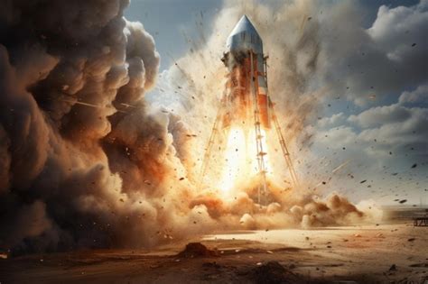 Premium Ai Image Space Wallpaper Rocket Launch Explosion With Fire Exploding Illustration Ai