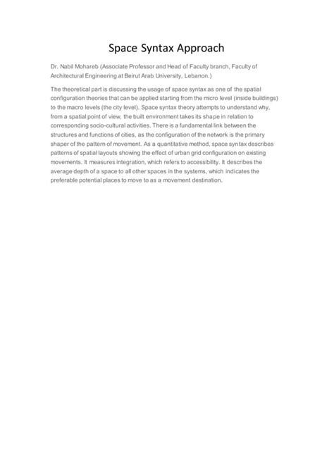 Space Syntax Approach Workshop Docx Space Syntax Approach Workshop Docx