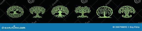 Set Of Tree With Roots In Various Models Design Template For Logo And More Cartoon Isolated On