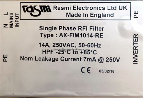 Rasmi Ax Fim1014 Re 250v Ac 14a Single Phase Rfi Filter F14 Star International